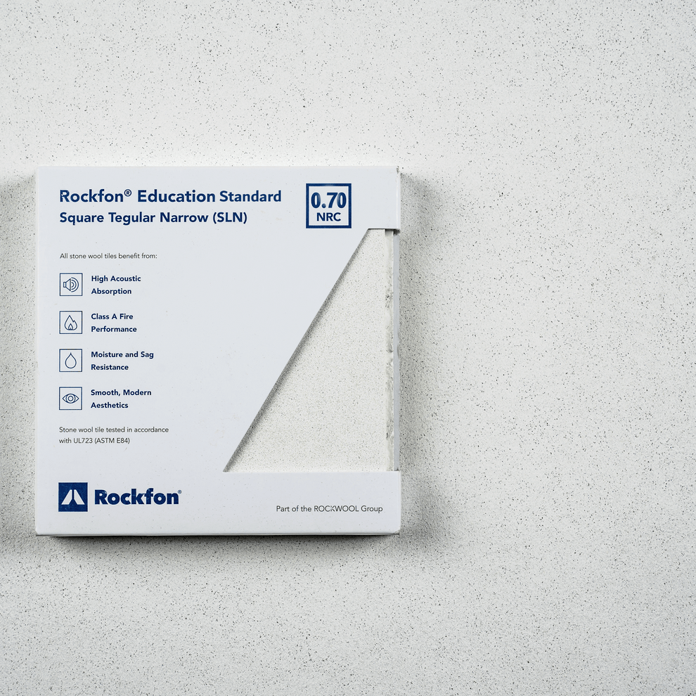 24x24x5/8 Rockfon Education Standard® Square Narrow Tegular Ceiling ...